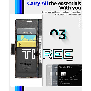 AICase iphone 15 Pro Wallet Case with [RFID Blocking] Leather Flip Folio Strong Magnetic Closure Protective Cover Credit Card Holder Kickstand Men Women for iphone 15 Pro 6.1"_1 Black