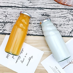 Accguan Glass Bottles,11 oz Water Bottle with Leak-proof Screw Cap, Ideal for Jam, Honey, Wedding Favors, Shower Favors, DIY Magnetic Spice Jars, 20 PACK