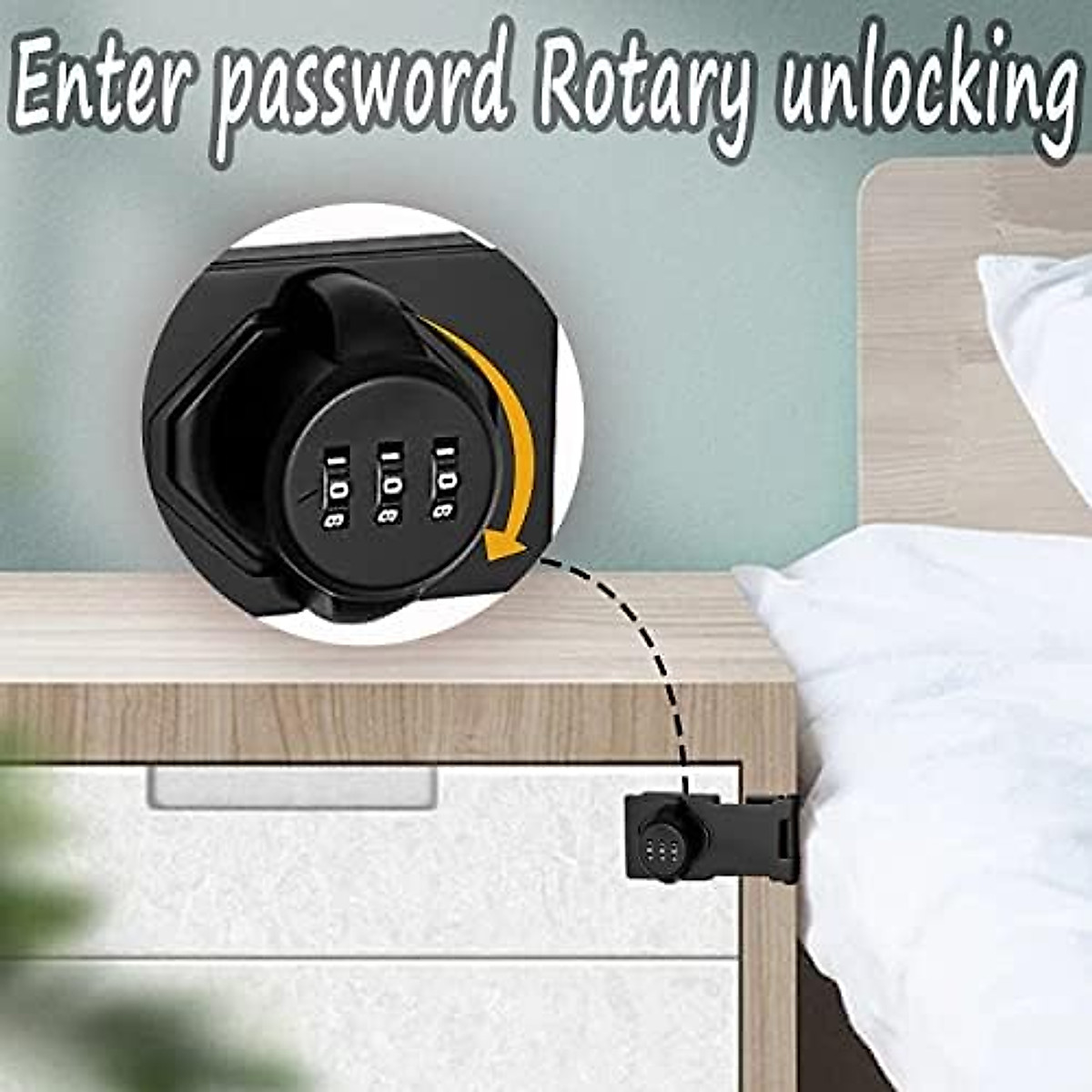 AGSIXZLAN Household Cabinet Password Hasp Locks, Black, Combination Lock, Rust Resistant, Keyless