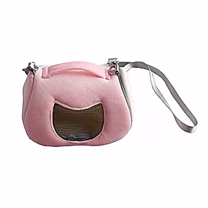 Wontee Hamster Carrier Bag Portable Outdoor Travel Handbag with Adjustable Single Shoulder Strap for Hamster Small Pets (Pink)