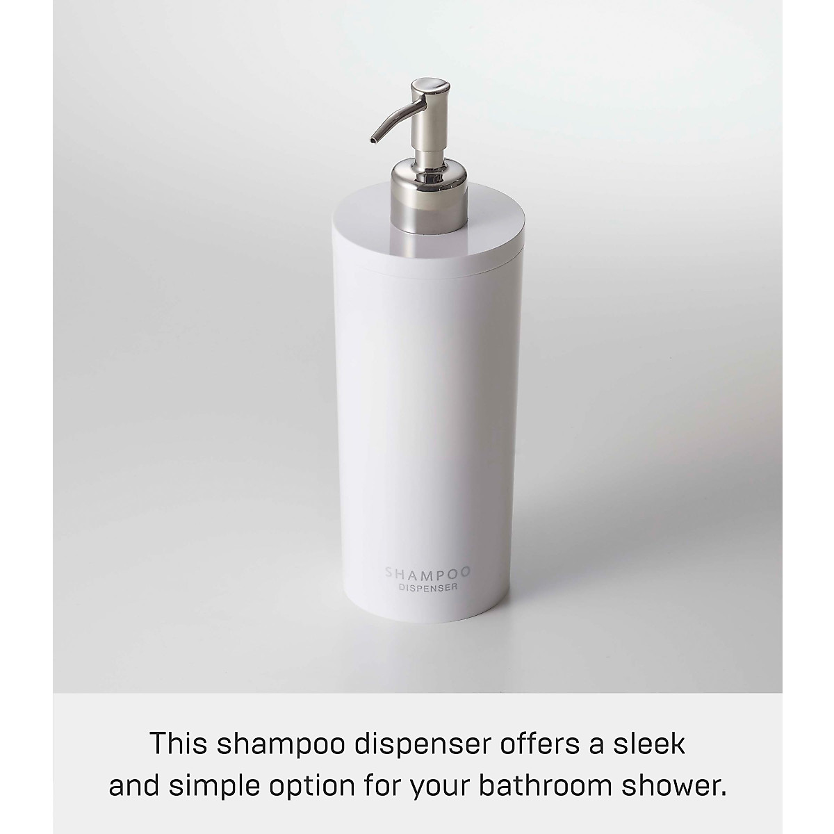 Yamazaki 2928 Tower Shampoo Dispenser Contemporary Bottle Pump for Shower, Round, White