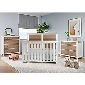 Child Craft Ocean Grove 4 Drawer Chest, Anti-Tip Kit, Extra-Large Storage Dresser for Baby Nursery, Kid’s Room and Bedroom (White/Brown)