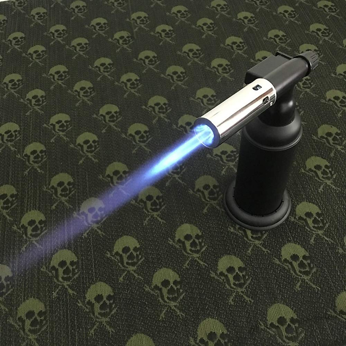 Butane Torch, JUN-L Big Blow Torch Refillable Cooking Torch Lighter, Adjustable Flame for Desserts, BBQ, Soldering with Safety Lock (Butane Gas Not Included) (Black)