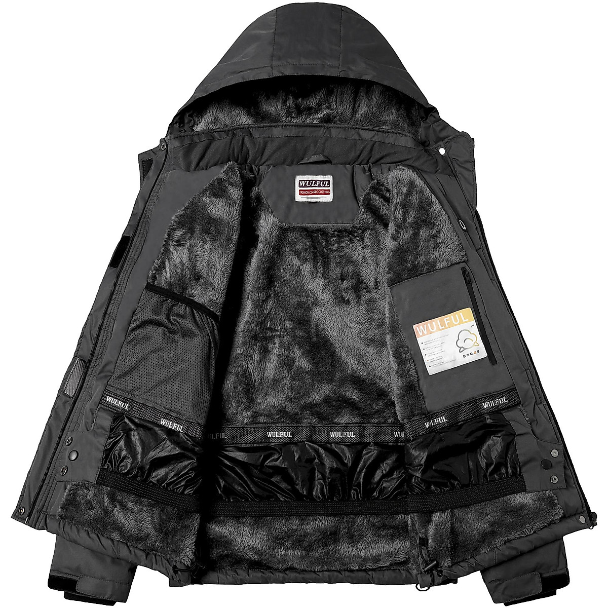 WULFUL Women’s Waterproof Snow Ski Jacket Mountain Windproof Winter Coat with Detachable Hood