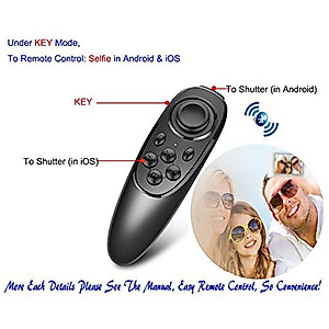 VR Remote Controller Gamepad Bluetooth Control VR Video, Game, Selfie, Flip E-Book/PPT/Nook Page, Mouse, in Virtual Reality Headset PC Tablet Laptop iPhone Smart Phone