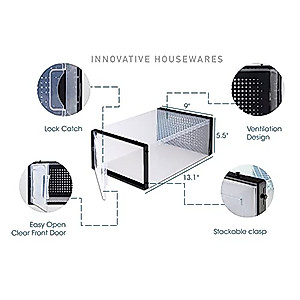 INNOVATIVE HOUSEWARES Shoe Organizer Plastic Storage Bins Clear Stackable Shoe Boxes Shoe and Sneaker Storage Pack of 12 (Transparent Black)