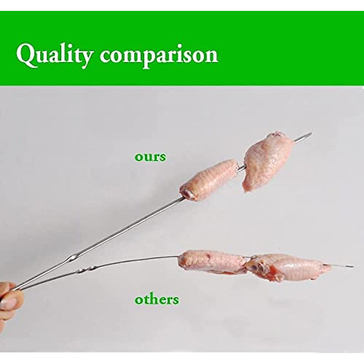 Killer's Instinct Outdoors Flat Metal Grilling Skewers Wider Thicker Stainless Steel Reusable BBQ Sticks Barbecue Skewers 14’’0.16’’0.05’’ Set of 24 Barbecue Sticks Metal Kebab Skewers For Grilling