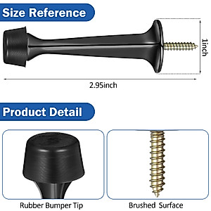 24 Pack Door Stop Heavy Duty Solid Rigid Door Stoppers with Soft Rubber Tip Wall Mount Door Stoppers for Bottom of Door (Black)