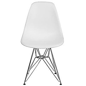 Flash Furniture 2 Pack Elon Series White Plastic Chair with Chrome Base