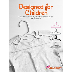 HOUSE DAY Premium Baby Hangers 60 Pack, 11 Inch Kids Plastic Hangers White, Slim Childrens Hangers for Infant, Toddler, and Child Clothes, Durable Baby Clothes Hangers for Closet