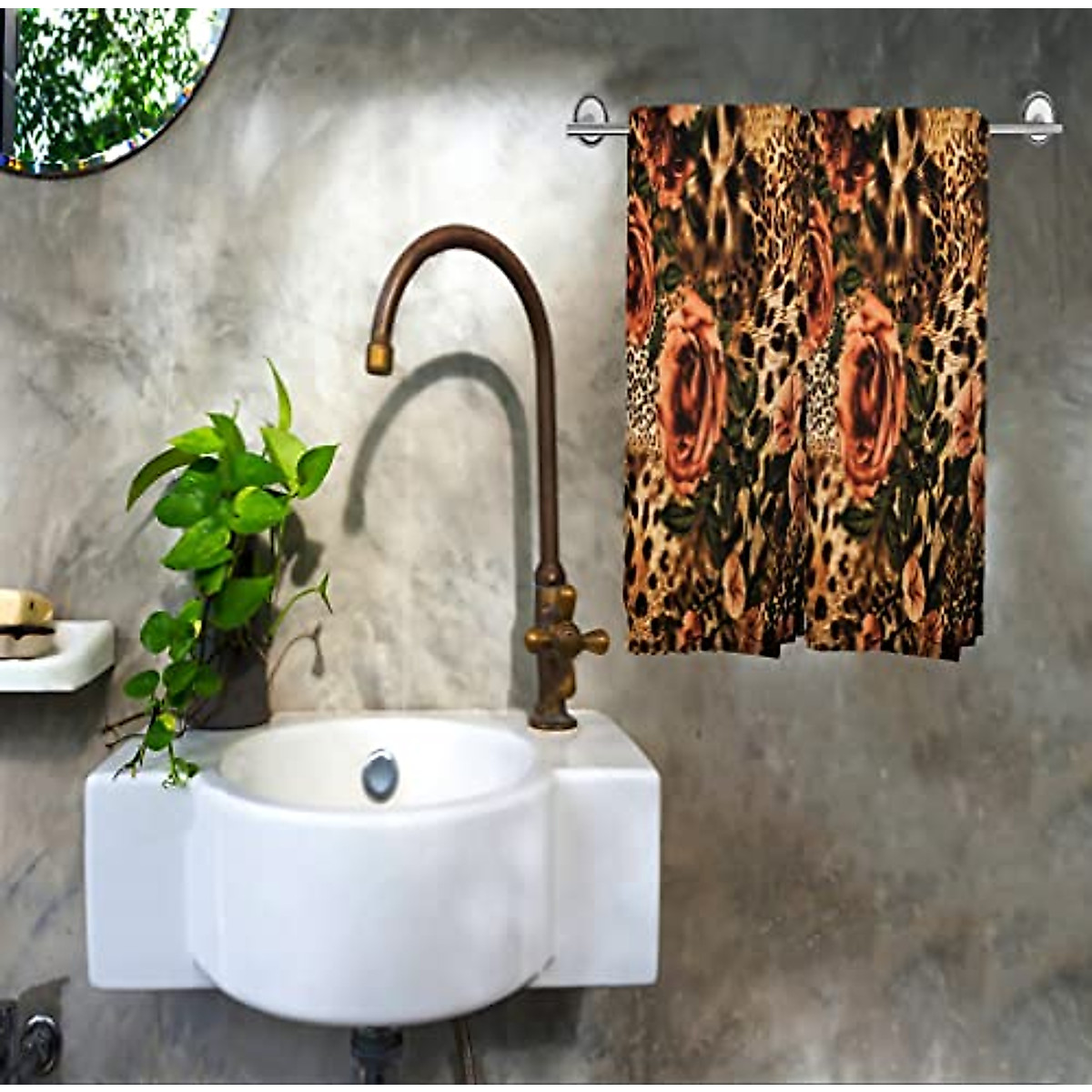 LianMei Bathroom Hand Towels 2 Pack Leopard Soft Luxury Cotton Hand Towel Used for Beach,Kitchen,Bathroom,Spa,Gym Hotel Use