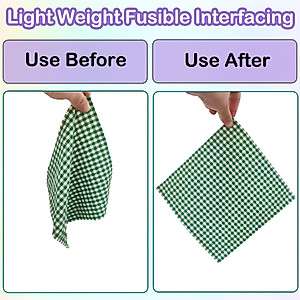 Iron-On Non-Woven Fusible Interfacing 15.7 Inch x 54.7 Yard Lightweight Non-Woven Interfacing White Polyester Single-Sided Interfacing for Sewing DIY Crafts Supplies