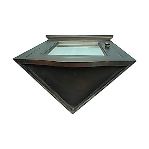 Renovators Supply Manufacturing Medicine Cabinets 27 1/8 in. x 20 1/8 in. Dark Oak Corner Bathroom Wall Medicine Cabinet with Recessed Mirror and Mounting Hardware