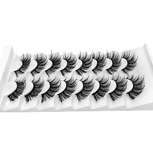 DYSILK Eyelashes Natural Look - 8 Pairs 5D Lashes 17mm - Mink Eyelashes Fluffy Lashes Pack Cat Eye Soft Reusable