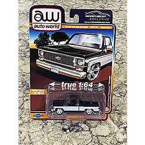 Auto World 1973 Chevy Cheyenne Pickup Truck Black and White 1/64 1 of 4032