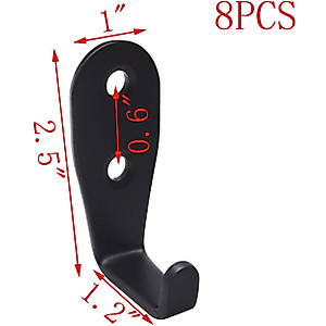 MY MIRONEY 2.5" x 1" L Shape Coat Hooks Stainless Steel Single Hook Robe Hook Pots and Pans Hanger Wall Mounted Pack of 8