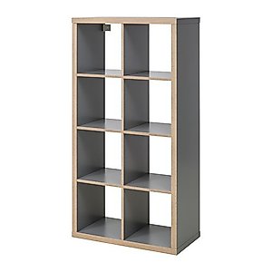 IKEA Kallax Shelving Unit, Gray, Wood Effect Bundle with Cleaning Cloth