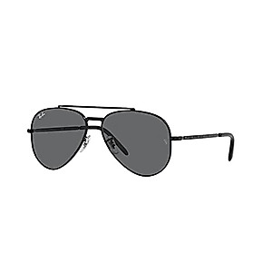 Ray-Ban RB3625 New Aviator Sunglasses, Black/Dark Grey, 62 mm