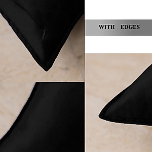 JIAHANNHA Velvet Black Throw Pillow Covers 18×18 Inches Pack of 2 Decorative Soft for Couch Sofa Bed Livingroom Office