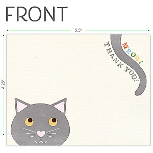 Koko Paper Co Meow! Thank you! Cat Thank You Cards. Set of 25 Cards and White Envelopes. Puur-fect Way to Say Thank You!