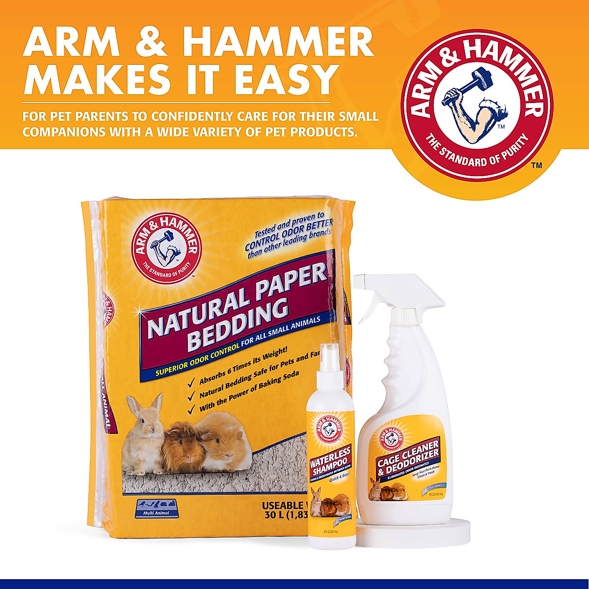 Arm & Hammer for Pets Super Absorbent Cage Liners for Guinea Pigs, Hamsters, Rabbits & All Small Animals Best Cage Liners for Small Animals (Pack of 3, 21 Count Toal)
