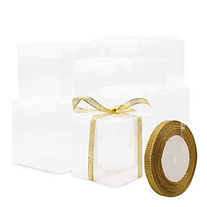 Coobbar Clear Candy Gift Box,30 Pack Empty Clear PVC Plastic Boxes Gift Boxes for Party Favors, Wedding, Birthday Presents, Candy, Cupcakes, Jewelry,Christmas Gift Packing (2 x 2 x 2 Inch)