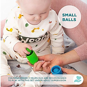 Ulanik Balls in Cups Starter Kit Toddler Montessori Toys for 1+ Year Old Kids Wooden Matching Game for Learning Color Sorting and Counting — 4 Balls, 1.18 in