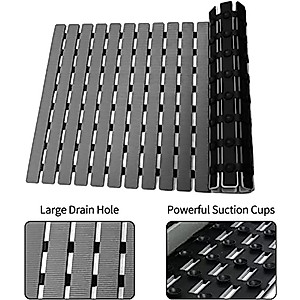 MBOSS Bath Tub Shower Mat Non Slip Bathtub Mats for Bathroom Shower Floor Mat Bath Mats for Shower Tub Anti Slip Shower Mat with Drain Hole and Large Suction Cups (Grey, 27.5 X 15.7 Inch)