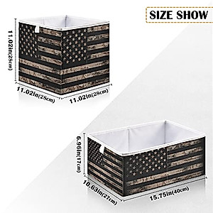 xigua American Flag Camouflage Rectangle Storage Bin Large Collapsible Storage Basket Toys Clothes Organizer Box for Shelf Closet Bedroom Home Office, 15.8 x 10.6 x 7 Inch