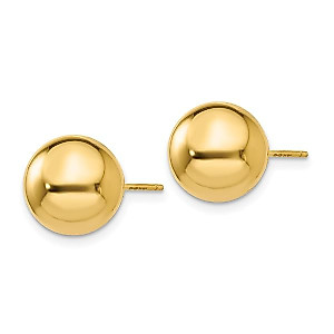 14K Yellow Gold 10mm Ball Stud Earrings