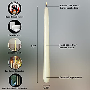 UNICY 20 Pack 10 inch Ivory Taper Candles, Unscented Candlesticks for Christmas Eve and Easter Candlelight Service, Vigil, Memorial 10 Inch, Pack of 20