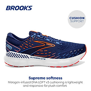 Brooks Men's Glycerin GTS 20 Supportive Running Shoe - Blue Depths/Palace Blue/Orange - 10.5 Medium