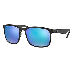 Ray-Ban RB4264 601SA1 58M Matte Black/Blue Flash Polarized Rectangular Sunglasses For Men For Women + BUNDLE with Designer iWear Eyewear Kit