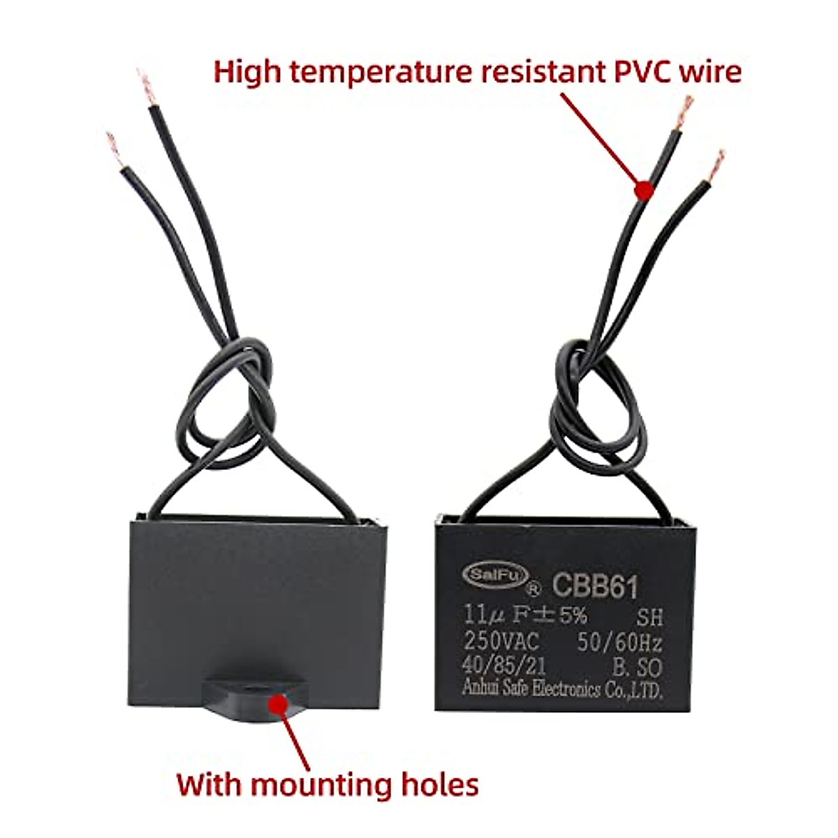 AKZYTUE CBB61 Capacitor 11uf 250V AC Ceiling Fan 2 Wire 50/60Hz for Starting Electric Fan Generator Pump Motor