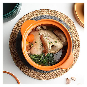 Cooking Pot Ceramic stew pot Round Ceramic Casserole with Glass Lid Classic Earthenware Pot Kitchen Supplies Multifunctional Soup Crock Stockpot Saucepan Stew Pot Casserole Cooking clay pot (Color :