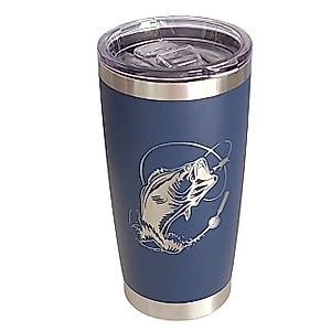 Bass Fishing Travel Mug for Men, Fathers Day Gifts for Men, Coffee Stainless Steel 20oz, Stainless Steel Tumbler with Lid
