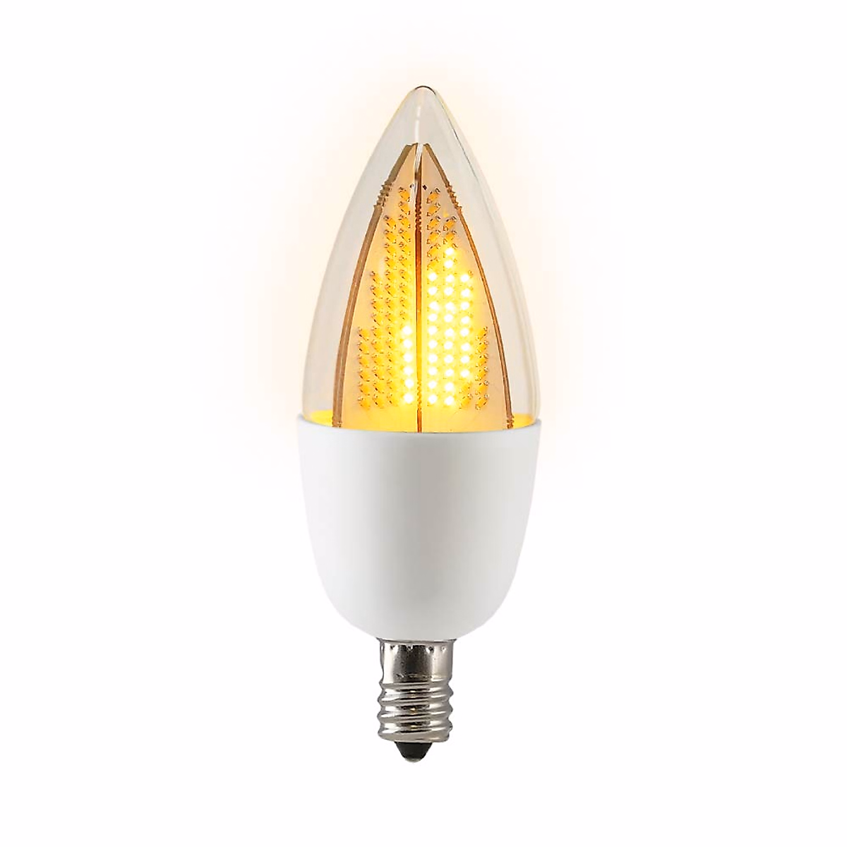 Euri Lighting Flickering Flame Bulb, ECA9.5-2120fc, LED CA9.5 Candelabra, E12, 1W (6W Equal), Warm White 1800K, Non-Dim, 80lm, 120° Angle, White Housing, UL Listed, One Count