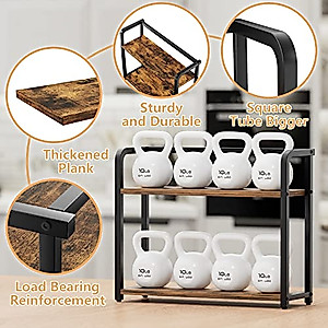 EKNITEY Wood Countertop Shelf Organizer - 2 Tier Kitchen Counter Spice Rack Organizer Coffee Station Organizer for Home, Rustic