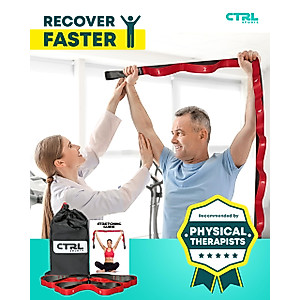 Stretching Strap with Loops - Non Elastic Stretch Band for Physical Therapy, Yoga Strap for Stretching Equipment, Stretch Bands for Exercise and Flexibility - Fascia, Hamstring and Leg Stretcher Belt