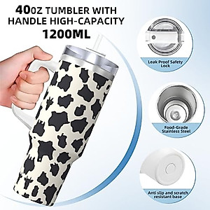 HULIBIN cow print04 Print Double Deck Stainless Steel Travel Coffee Cup With Lid 40 Oz Ice Bully Cup