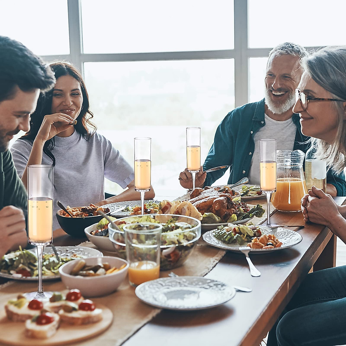 Gerrii 6 oz Acrylic Stemmed Champagne Flutes Unbreakable Plastic Champagne Glasses Reusable Wine Toasting Goblets Crystal Disposable Cocktail Cups for Party, Wedding, Birthday (Clear,18 Pcs)