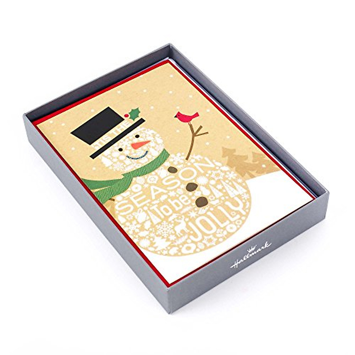 Hallmark Holiday Boxed Cards, Jolly Snowman (16 Cards and 17 Envelopes)