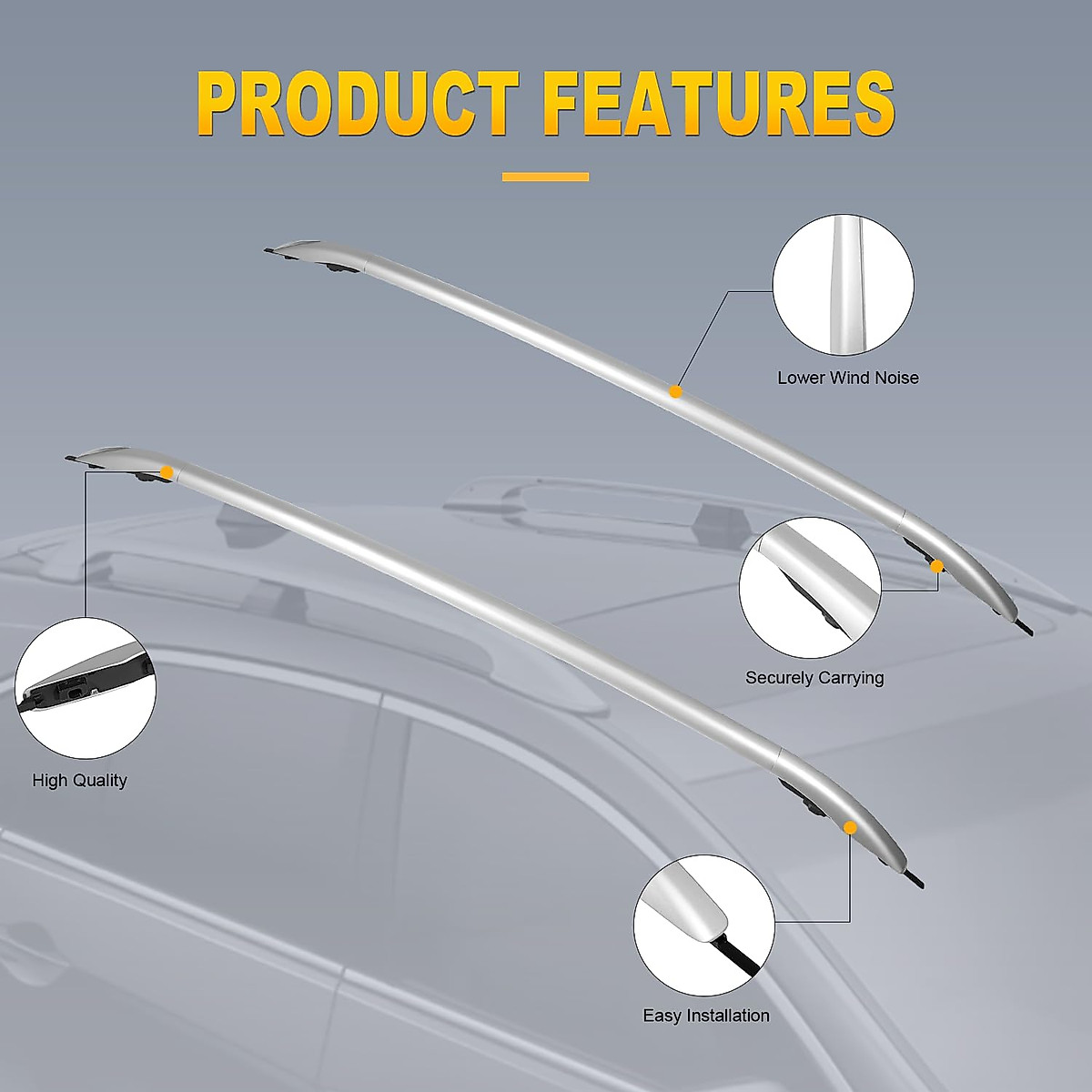 OCPTY Roof Rack Side Rails Fit for Ford Escape 2013 2014 2015 2016 Cargo Bars for Cargo Carrier Bag Luggage Kayak Canoe Bike Snowboard Skiboard