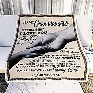 CenturyTee Personalized to My Granddaughter from Grandma Nana Never Forget That I Love You Great Birthday Graduation Christmas Fleece Blanket (50 x 60 Inches - Youth Size)