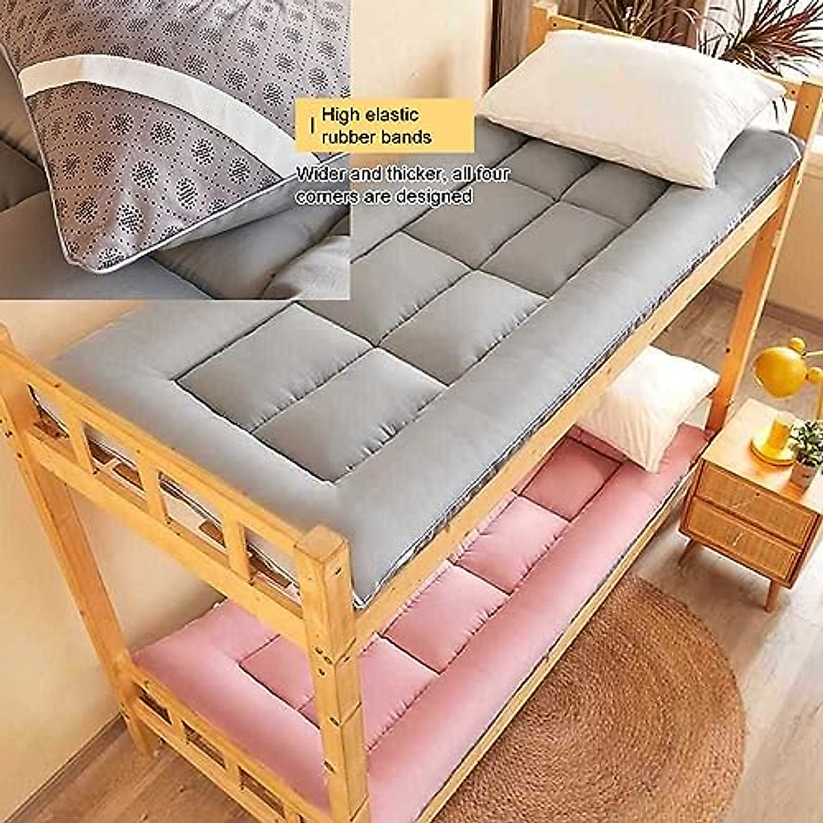 DSFSSJ Japanese Floor Mattress Futon Mattress Portable Tatami Mat Thicken Sleeping Mattress for Floor Foldable Mattress Portable Guest Bed Camping Mattress, Pink-Full