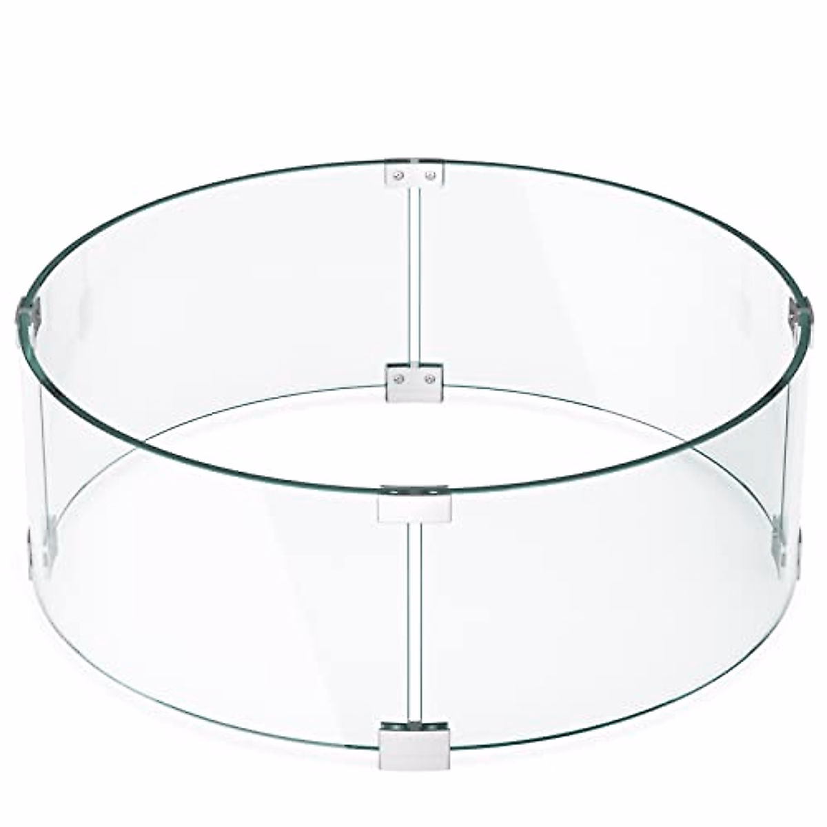 GASPRO 23" x 8" Glass Wind Guard for Round Fire Pit Table, Thick and Tall Tempered Glass Panel with Hard Aluminum Corner Bracket & Feet, Easy to Assemble