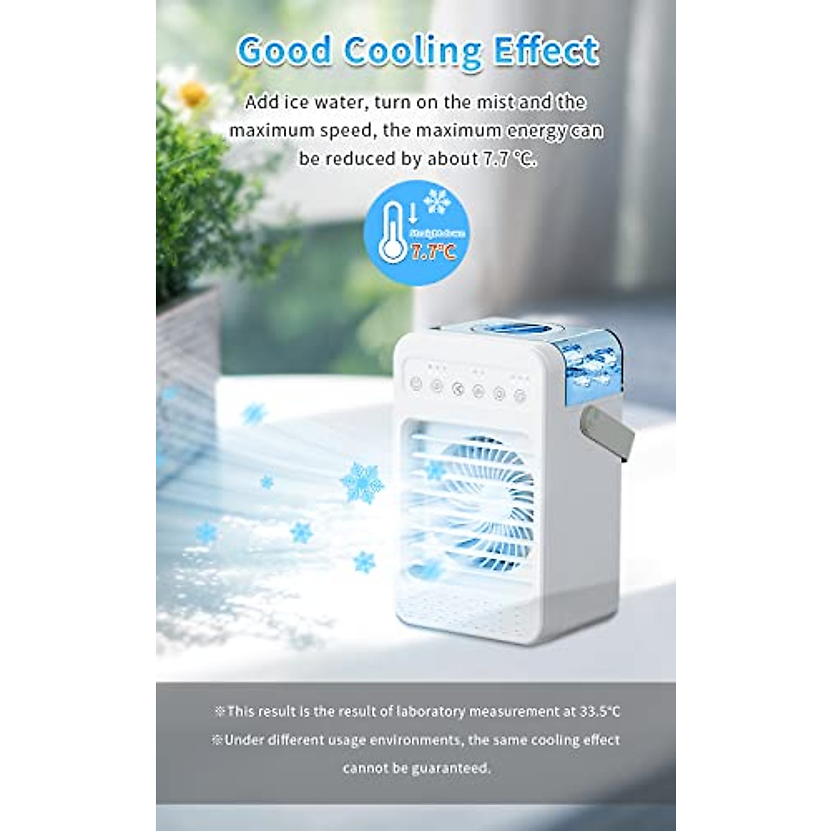 Portable Air Conditioners Fan, 600ml Water Tank Personal Mini Air Conditioners with 4 Wind Speeds, 2-6H Timer USB Evaporative Air Cooler Fan with LED Light for Home Office Bedroom Kitchen