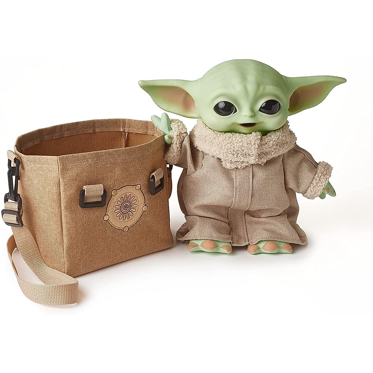 Mattel Star Wars Grogu Plush 10-inch Toy, Character Figure with Soft Body, Sounds & Carrier, Inspired by Star Wars The Mandalorian