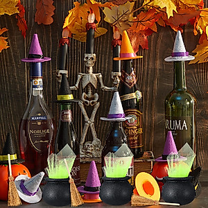 Deekin 48 Pcs Halloween Party Decorations Witch Accessories, Include Mini Witch Hat and Witch Broom, Miniatures Plastic Cauldron Pot and Mesh Gauze for Halloween Wizard Theme Party Favor, DIY Craft