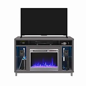 Ameriwood Home Lumina Fireplace TV Stand for TVs up to 48", Graphite Gray